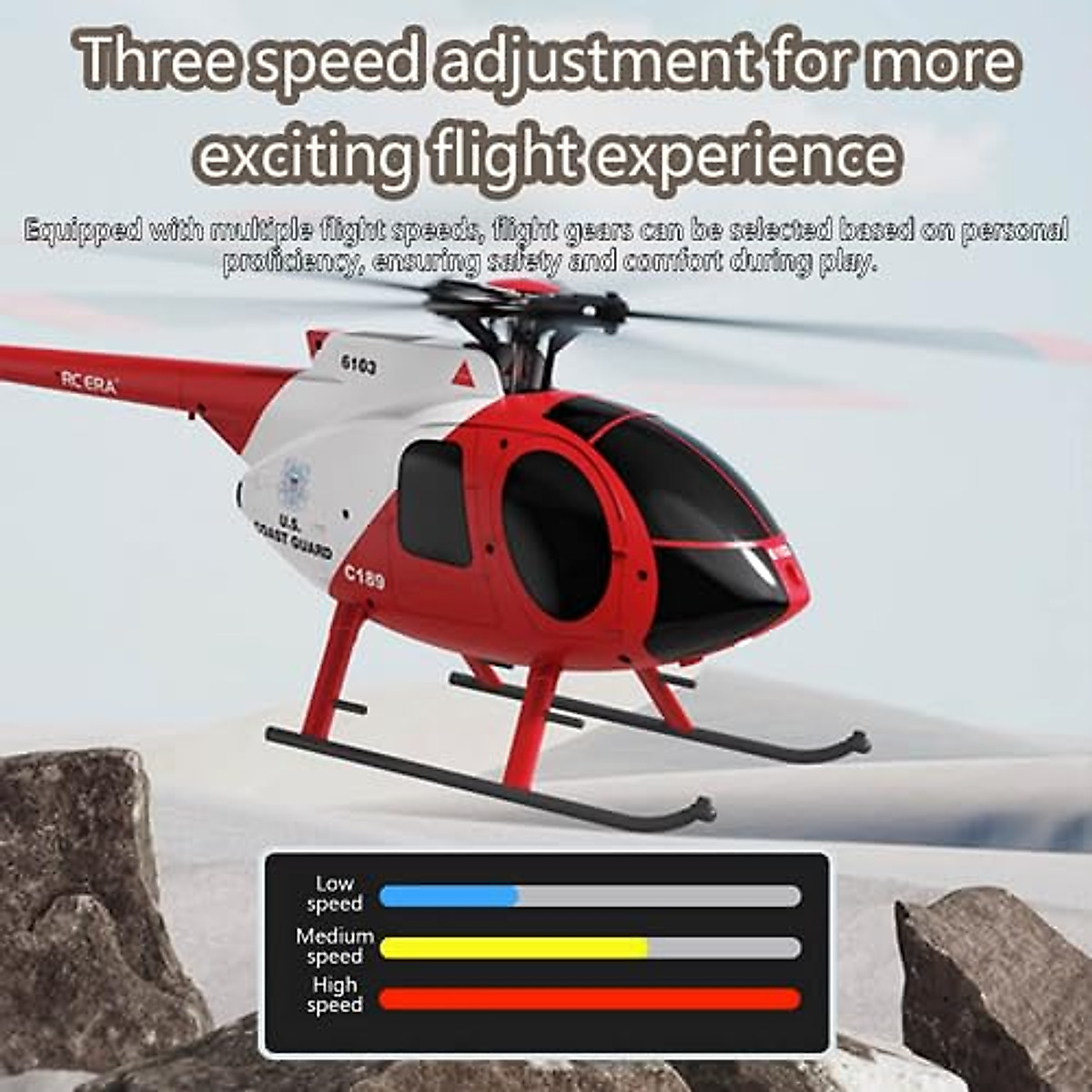 ANIXA DWIU MD500 C189 Little Bird RC Helicopter, 1/28 2.4G 4CH Single-Rotor RC Drone Aircraft with 6-axis Gyroscope Dual Brushless Motors 6G Simulation Plane Model (RTF Version)