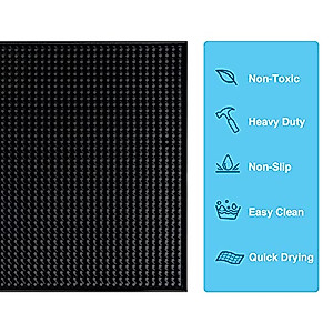 BARsics 18"x12" PVC Bar Service Mat for Cocktail Bartender (Black 2-Pack)