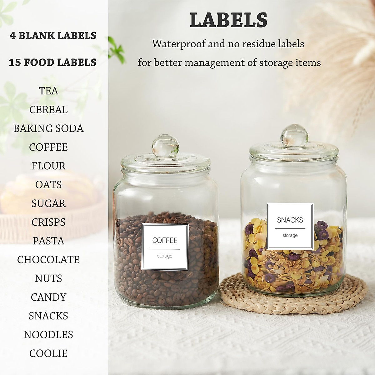 FyndraX Half Gallon Large Glass Jars with Lids, Airtight Storage Clear Containers for Cookie, Candy, Flour, Sugar, Coffee, Food Organization Canisters for Kitchen, Laundry Room and Pantry, Set of 2