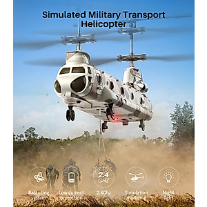 SYMA Remote Control Helicopter, S52H Military Transport RC Helicopter with Altitude Hold, One Key take Off/Landing, LED Light, Low Battery Reminder, Army Helicopter Toys for Kids and Military Fans