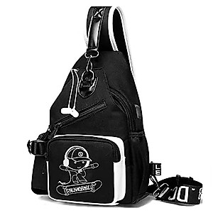 MCWTH Sling Bag for Teen Boys, Luminous Chest Pack Waterproof Travel Shoulder Backpack (Skateboard Boy)