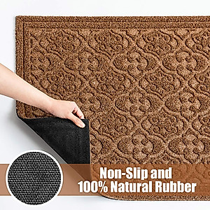 MAT 7-BANQUET Indoor Outdoor Door Mats 36" x 24", Waterproof All-Season WeatherMax Doormat, Heavier Durable Natural Rubber, Dry Out Easily, Non-Slip, Low Profile, Easy Clean Patio Entrance Mat, Brown