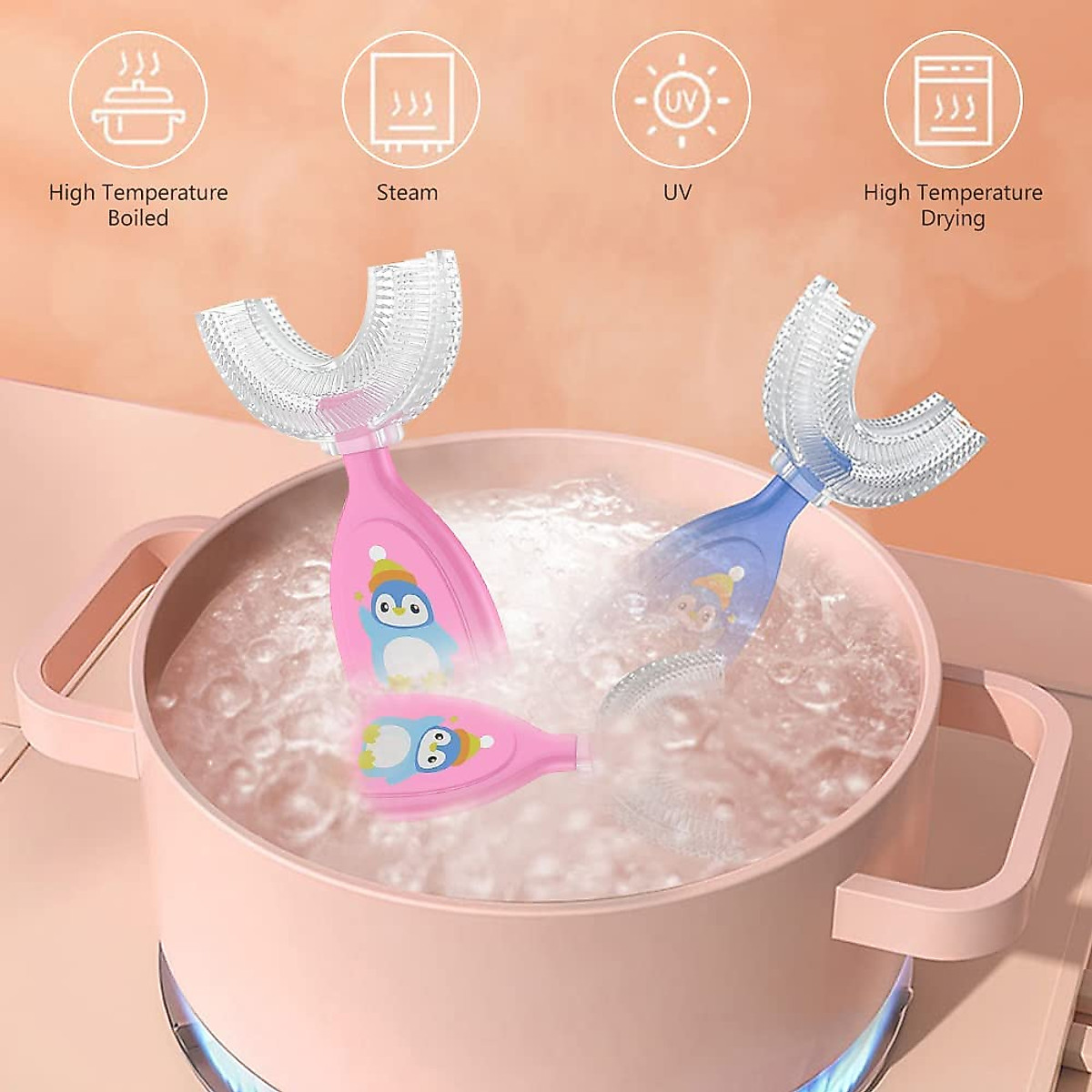 Kdgtebo 2 PCS U Shaped Toothbrush,Kids Toothbrushes,Kids U Shaped Toothbrush,U Shape Kids Manual Toothbrush,360 Kids U-Shaped Toothbrush,Soft Silicone Brush Head,Design for Toddler Toothbrush Age 2-6