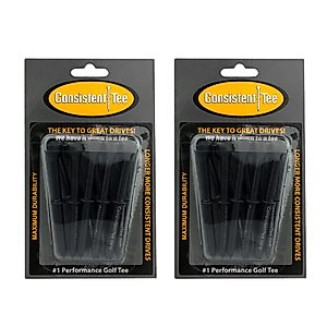 Consistent 2 Tee 3 1/4" Golf Tee Packs - Black