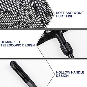 POPETPOP Extendable Fishing Net Plastic Pole Handle Telescopic Landing Net Tuck Net for Fish Tank Lakes Ponds (Size L)