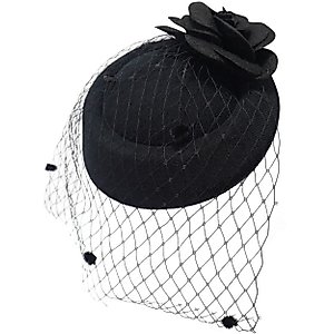 Ro Rox Fascinator Hat | Vintage Hats for Weddings | Vintage, Tea Party & Church Hat | Women's Hair Accessories Black