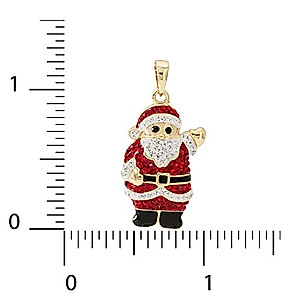 CRYSTALOGY Women's Jewelry Yellow Plated Brass Crystal Christmas Santa Fashion Pendant Necklace, 18"