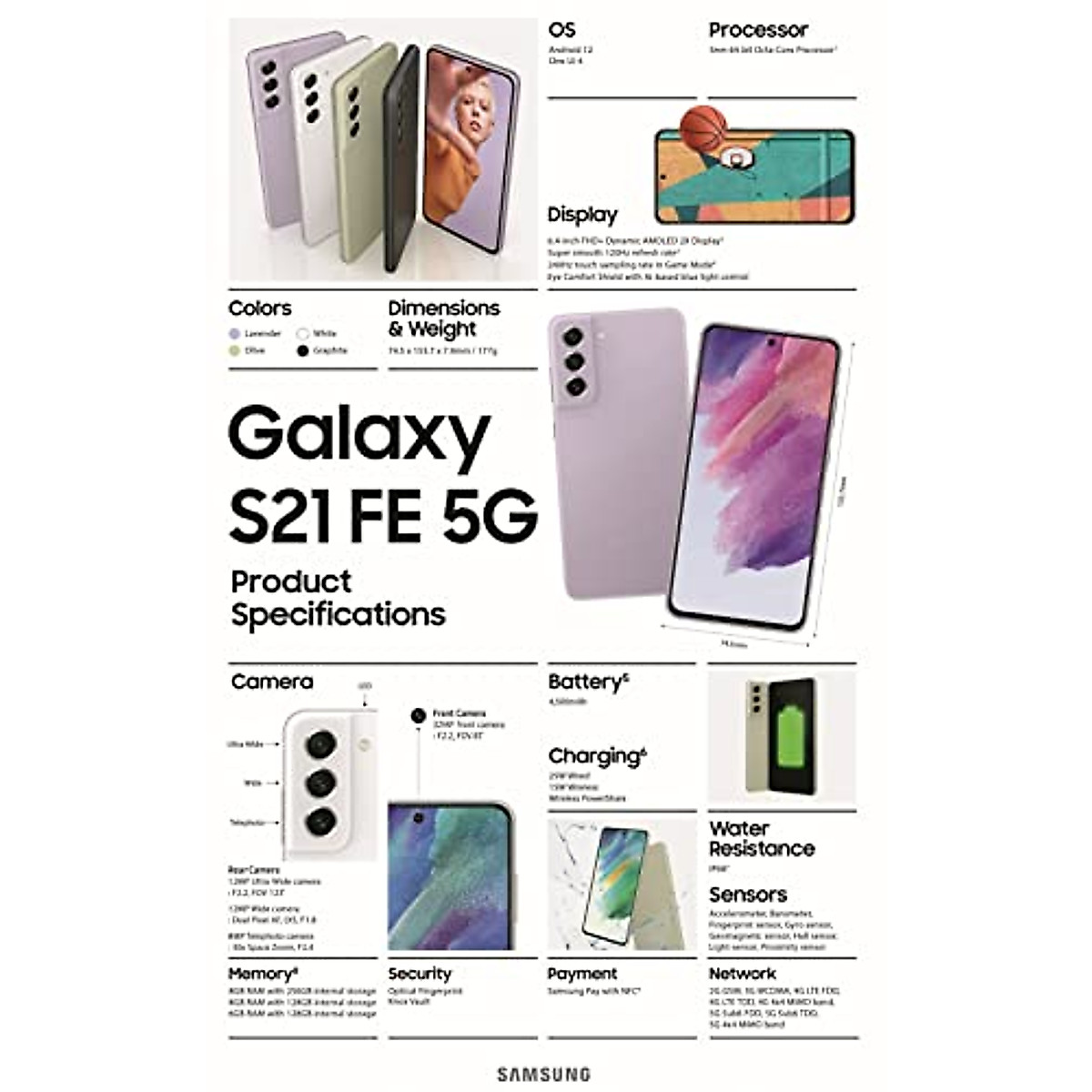 SAMSUNG Galaxy S21 FE 5G 128GB Lavendar-Verizon (Renewed)