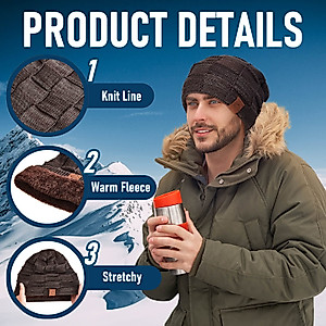 Hercicy 6 Packs Slouchy Cap for Men Women Warm Baggy Winter Hats Thick Lined Knit Unisex Skull Stocking Beanie Cap(Mixed Colors)