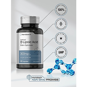 Horbäach Stabilized R-Lipoic Acid 300mg | 60 Capsules | with Biotin Optimizer | Non-GMO, Gluten Free | Na-RALA Supplement