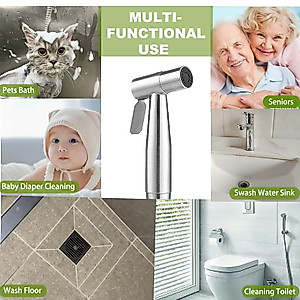 XUSHCL Multifuctional Handhel Bidet Spray Kit for Toilet. Premium Stainless Steel Bathroom Faucet for Toilet Clean, Women's Washing, Diaper Cleaning, Baby Washing, Pet Shower etc-Easy to Install