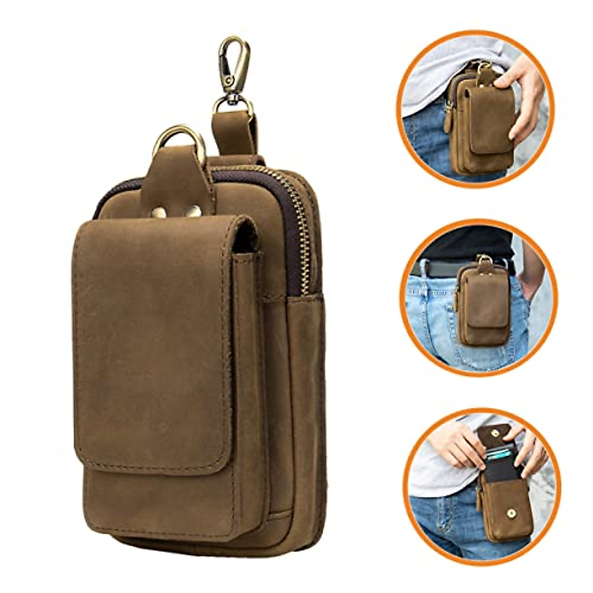 CUBTOL 2pcs Fanny Pack Pocket Holster Multitool Holster Loincloth for Men Duty Belt Accessories Tool Pouch Belt Pouch Wear a Belt Men's Toolbox Pu Light Brown Waist Pack for Men