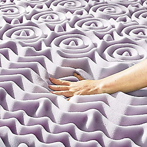 Mellow 2 Inch 5-Zone Memory Foam Mattress Topper, Soothing Lavender Infusion, Queen