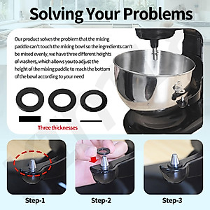 KINTLE 3 Different Height Adjustments for the KitchenAid Bowl-Lift Stand Mixer, Improve Bowl Does Not Come Close Enough to The Bottom, Allow the Food to Mix Well, Enhance Mixing Experience, BLACK