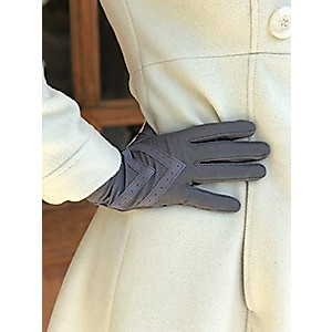 Isotoner womens Spandex Touchscreen With Warm Fleece Lining and Chevron Details Cold Weather Gloves, Charcoal - Smartdri, Small-Medium