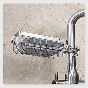 Faucet Sponge Holder for Kitchen Sink, ZeJlo Faucet Rack for Kitchen Sink and Shower Caddy, Premium SUS304 Stainless Steel Detachable Hanging Faucet Drain Rack for Soap Sponge Brush Scrubber