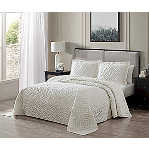 Beatrice Home Fashions Wedding Ring Chenille, Standard Sham, Ivory