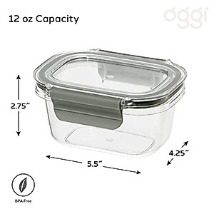 Oggi Clarity Leak-Proof Airtight Food Storage Containers - Set of 2, Ultra clear, BPA free, Sealable Container with Lid, Ideal Kitchen Organization, Perfect Meal Prep Containers. 12oz/350ml