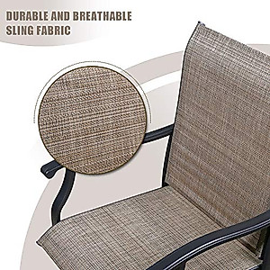 Peak Home Furnishings 4-Piece Outdoor Swivel Bar Stools, Textilene Patio Seating Height Bar Chairs with High Back and Armrest (Sling Seat, Set of 4)
