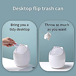 Mini Desk Trash Can, Cute Bear Shape Trash Can, Wastebasket 4 L Capacity Cartoon Desktop Trash Can with Lid Garbage Container Bin Small Garbage can with for Bathroom Kitchen Office Dorm