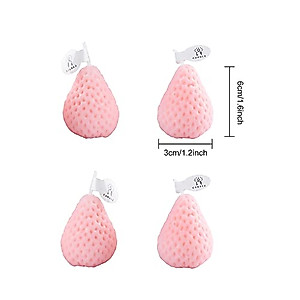 BoKin Strawberry Candles, 4Pcs Strawberry Shaped Scented Candles (2.11oz), Fruit Aroma Soy Wax Decorative Candle for Stress Relief Aromatherapy Home Decoration Mood-Boosting Bath Yoga (Pink)