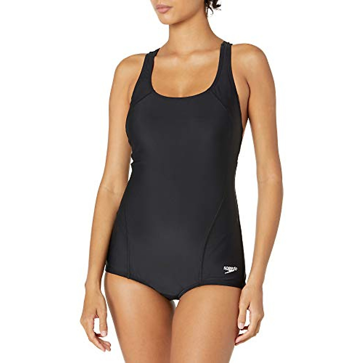 speedo Women's Swimsuit One Piece PowerFlex Princess Seam Ultraback Conservative Cut speedo Black, 18