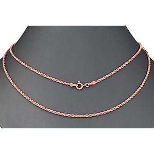 Nuragold 10k Rose Gold 1.5mm Rope Chain Diamond Cut Womens Dainty Pendant Necklace, 14" 16" 18" 20" 22" 24" 26"