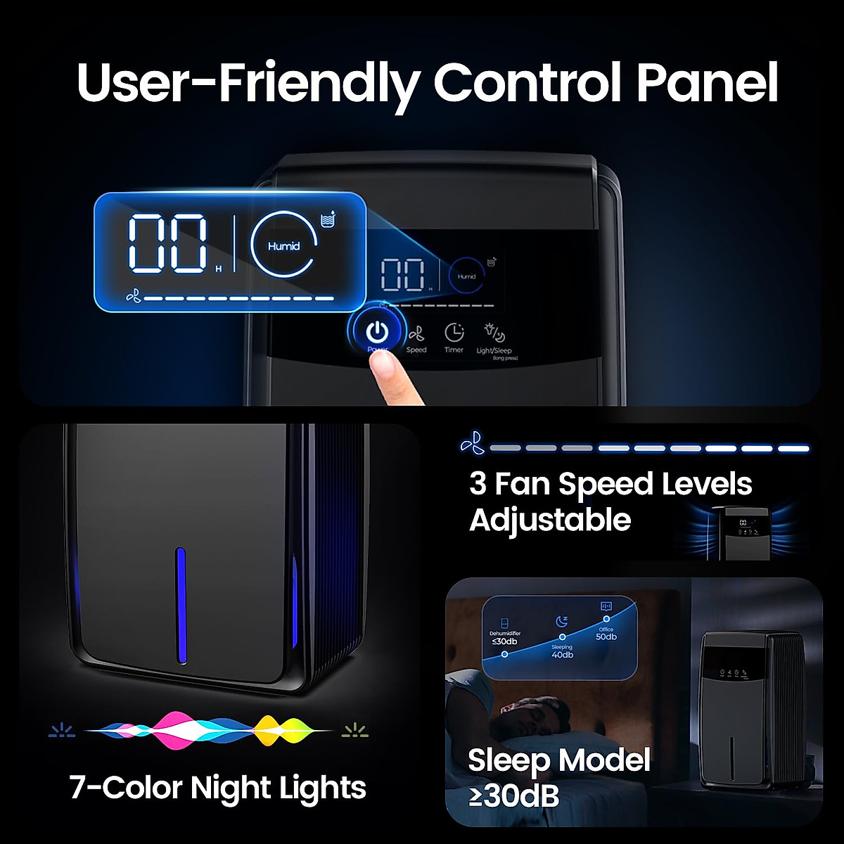 AlohaAir Dehumidifier for Home with Drain Hose, 95 OZ Dehumidifiers for Room, Quiet, Aromatherapy, Timer, Auto Shut-off, Dehumidifiers for Bathroom, Bedroom, Closet, RV & Basement