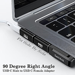 AuviPal 90 Degree USB C Adapter (2 Pack), 40Gbps USB C Male to USB C Female Right Angle Connector Extender for MacBook, iMac, iPad, Meta Quest, Tablet, Phones and More