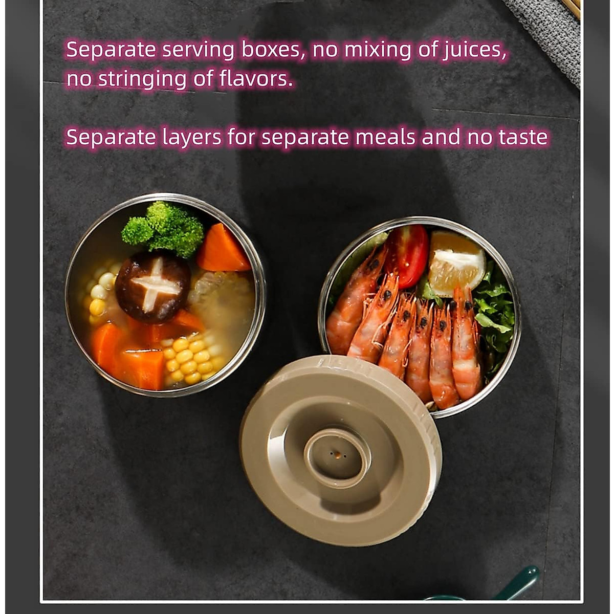 Thermos for Hot Food, 2 Tier Soup Thermos Container, Food Thermos, 304 Stainless Steel Vacuum Insulated Thermal Bento Lunchbox for Office School Camping Picnic Outdoors, 1500ml-Red