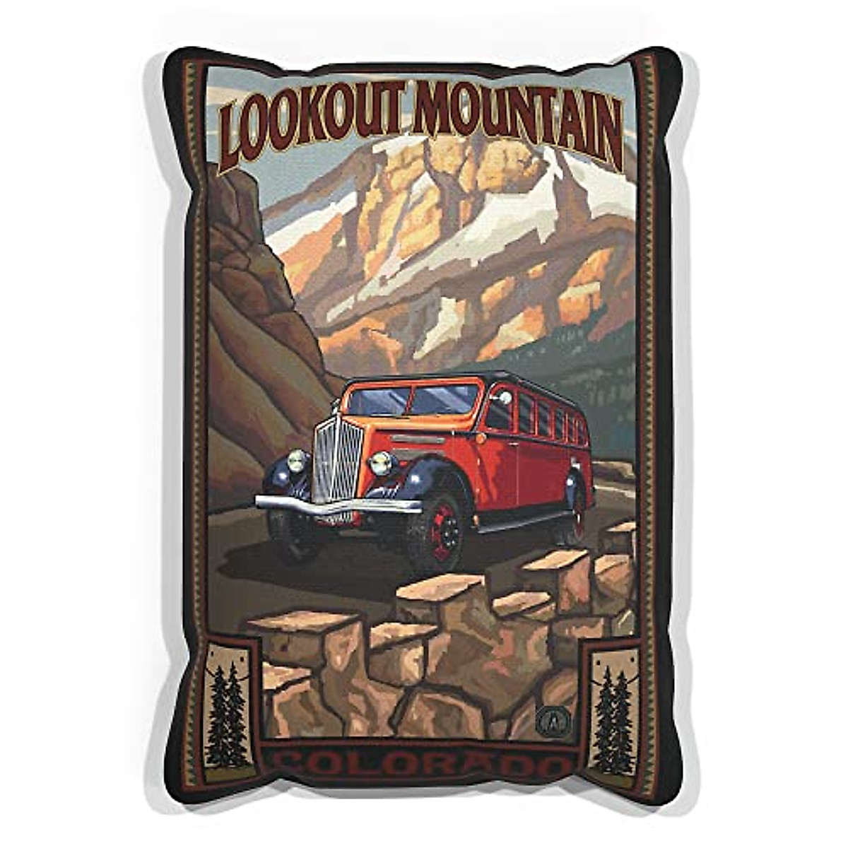 Lookout Mountain Tour Bus Canvas Throw Pillow for Couch or Sofa at Home & Office from Travel Artwork by Artist Paul A. Lanquist 13" x 19".