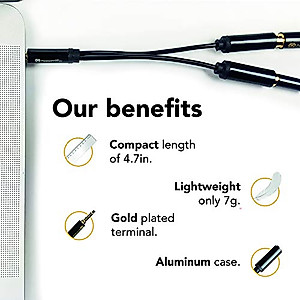 PowerDeWise Y Splitter Mic and Mic - Microphone TRRS Splitter - 2 Microphone Splitter - Y-Splitter - Y-Connector Audio Signal Splitter Cable for Lavalier Microphone