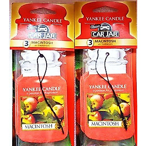 6 Yankee Candle Macintosh Classic (Paperboard) Car Jar 2 Packs of 3 Apple Scent