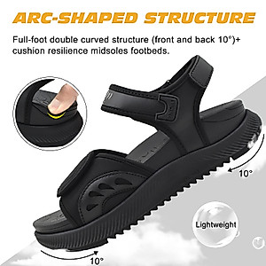ONCAI Walking Sandals Women,Arch Support Hiking Sandals with Orthotic Outdoor Footbed for Plantar Fasciitis,Water Athletic Platform Sandalias Mujer with 3 Adjustable Strap Black Size 8