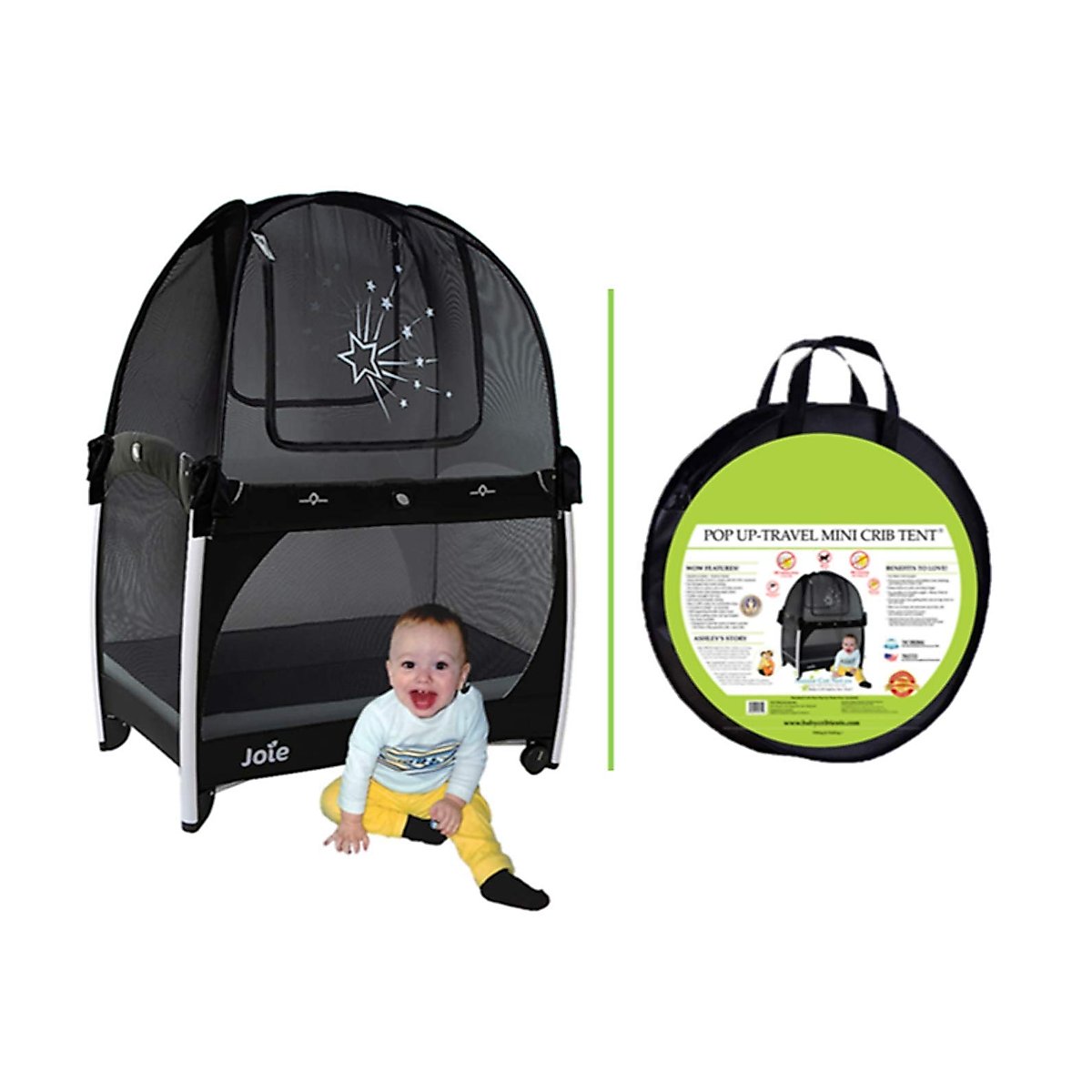 Aussie Cot Net Crib Tent Fits a Pack n Play - Portable Travel Tent to Keep Baby from Climbing Out - Black Crib Netting Helps Settle Baby to Sleep Better and Longer