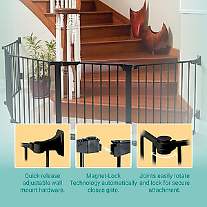 KidCo - Custom Fit Auto Closing ConfigureGate Baby Gate with with 30 Inch Door Section, Baby Fence, Safety Gate (Black)