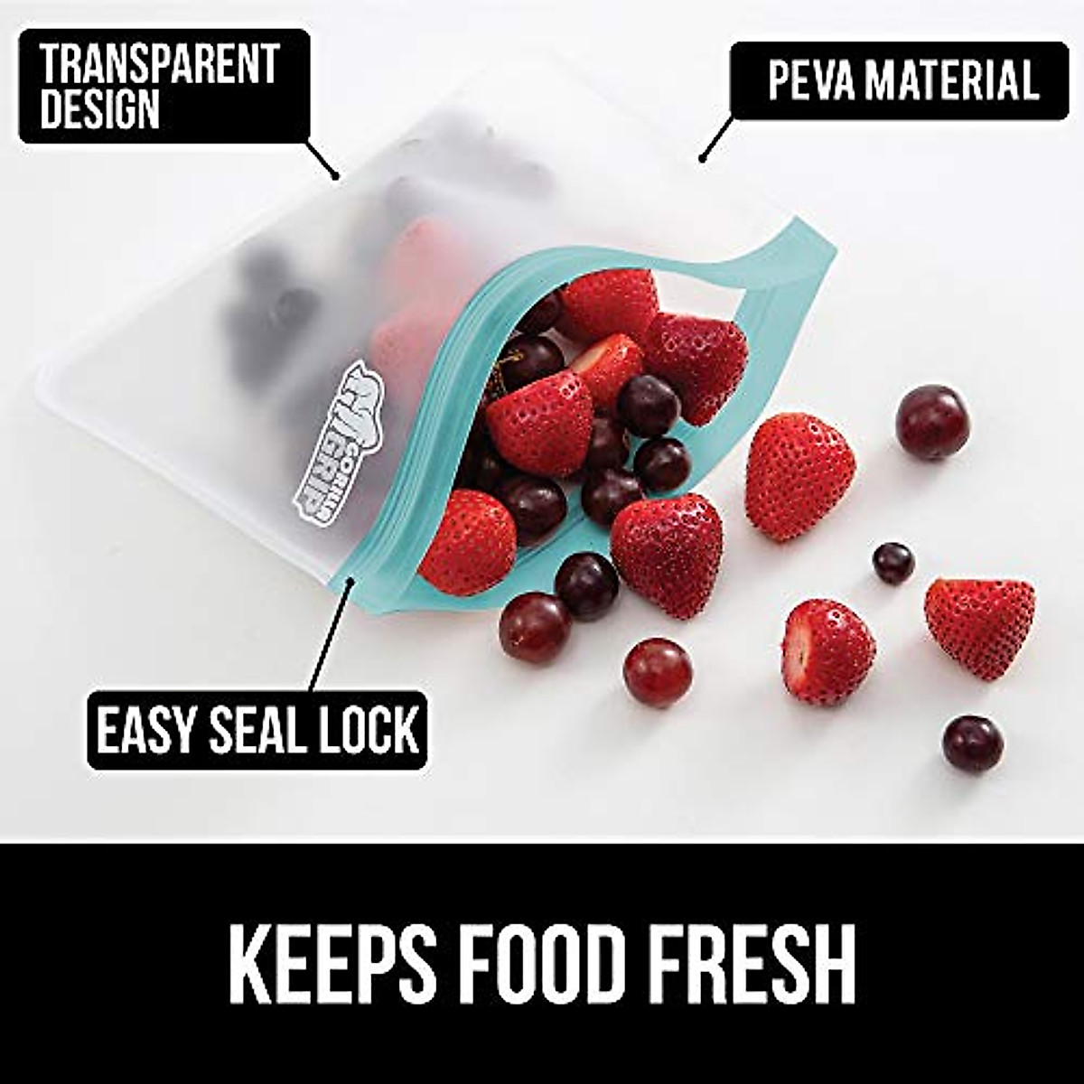 Gorilla Grip Reusable, Leakproof Secure Zip Freezer Safe, Food Grade PEVA Food Storage Bags, Lunch Storage Produce, School, Work, Snack, Sandwich