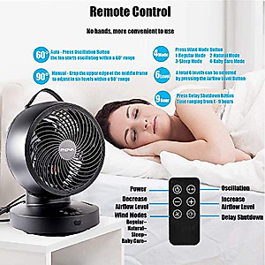 Kapoo Air Circulator Fan Table Fan, Blade 8", 6 Speeds 4 Wind Modes, Indoor Circulator Fan for Whole Room Temperature Equilibrium, Replace Floor Table Tower Fan with Remote b07, Black (GS-XXG037)