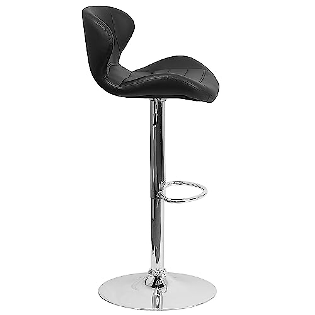Flash Furniture Contemporary Black Vinyl Adjustable Height Barstool with Curved Back and Chrome Base