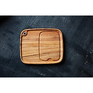 Ironwood Gourmet Fort Worth Steak Plate with Juice Channel, Acacia Wood 13 x 11 x 0.75 -inches