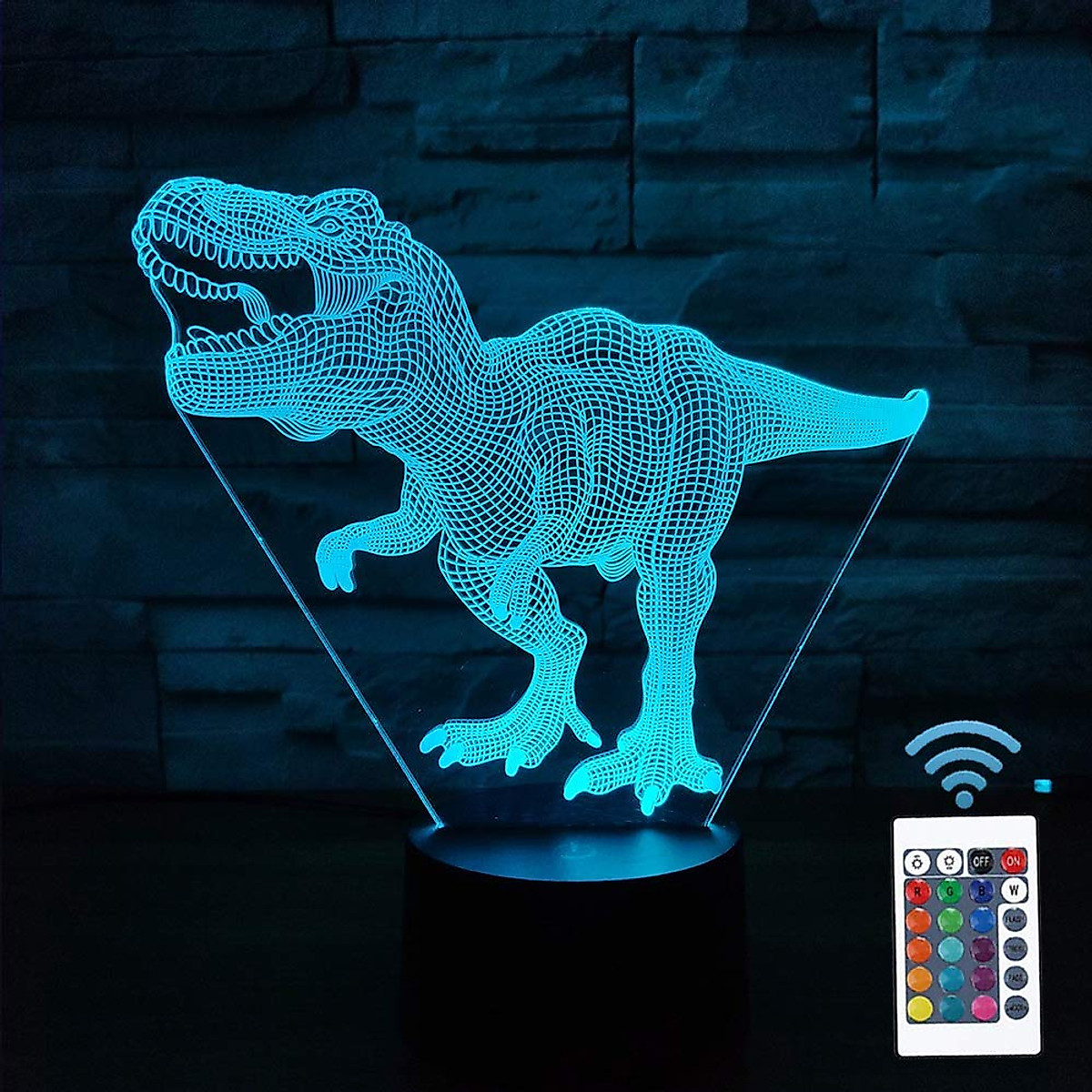 Dinosaur Gifts, Night Light for Kids Dinosaur T-rex 3D Night Light Bedside Lamp with Remote Control 16 Color Changing Xmas Halloween Birthday Gift for Child Baby Boy