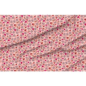 Spoonflower Fabric - Small Cancer Pink Flowers Floral Content Printed on Petal Signature Cotton Fabric by The Yard - Sewing Quilting Apparel Crafts Decor