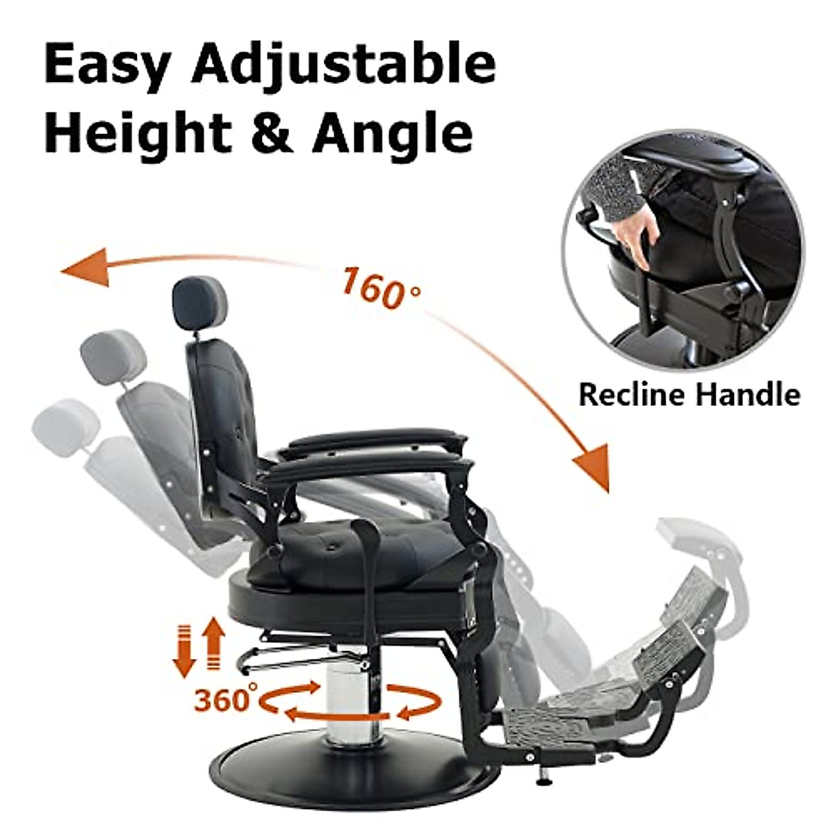 Nazalus Barber Chair Hair Salon Chair,Heavy Duty 700 LBS, for Hair Stylist Barber Beauty Tattoo Massage (Barber Chair)