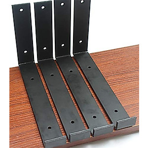 4 Pack - 9.25"L x 6"H x 1.5"W J Lip Shelf Bracket Rustic Industrial Farmhouse Iron Metal Wall Floating Shelf Bracket Metal Shelf Bracket, Industrial Shelf Bracket, Shelf Supports with Screws
