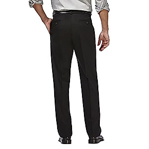 Haggar Men's Classic Fit Flat-Front Hidden Expandable Waistband Premium No Iron Khaki, 38W x 29L - Black