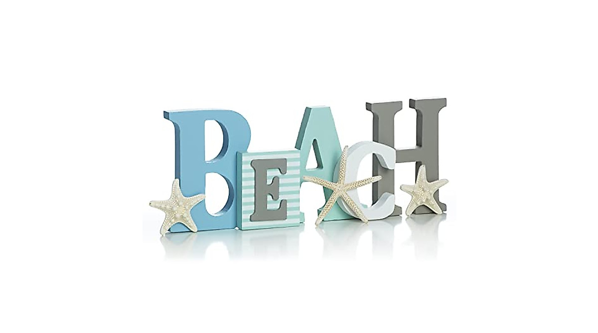 Beach Word Sign with Starfish - Coastal Home Decor | Tumbler Home