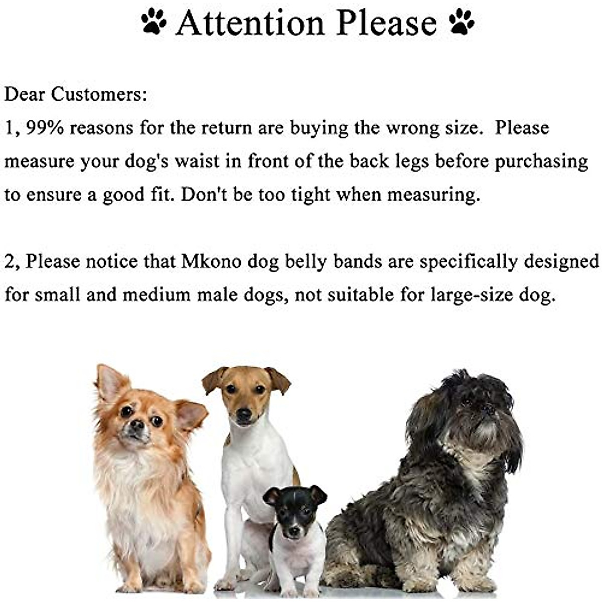 Mkono Male Dog Belly Band Wraps Washable Dog Diapers Male for Small and Medium Dogs(3 Pack)