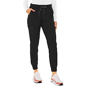 Med Couture Scrub Pants for Women Jogger Pant with 5 Pockets, Lightweight, Ultra Soft, 2-Way Stretch Fabric - MC7710, XL, Black