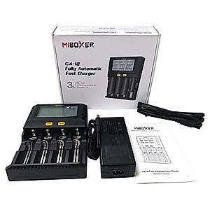 MiBOXER Fastest 18650 Battery Charger,3A/Bay Quick Charging Chargeable AA AAA D 26650 18490 18350 18500 RCR123 Li-ion/IMR/INR/ICR/Ni-MH/Ni-Cd,LCD Display,Smart Temperature Control