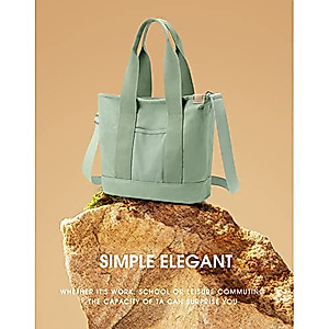 Dosomig Large Capacity Multi-Pocket Handbag Canvas Bag Japanese Handmade Tote Crossbody Bag for Work Daily Travel (Gray)